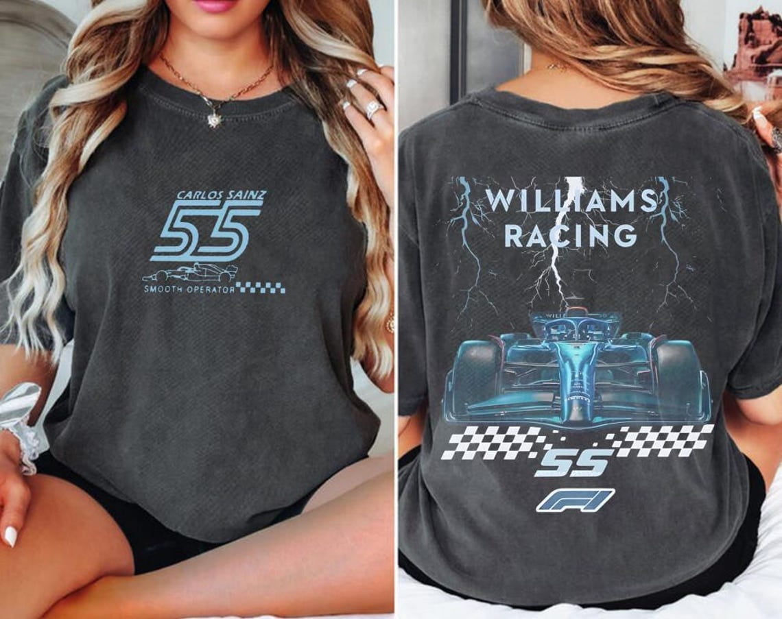Formula 1 Fan Shirt, Williams Racing F1 Car 2-Sided Comfort Colors Tee ...