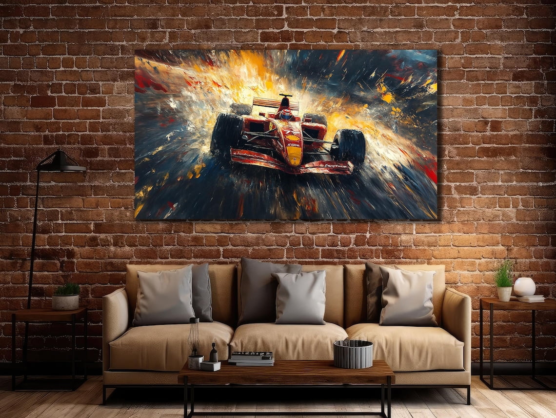 Formula 1 Ferrari Canvas Print: Retro Racing Car Wall Art, Unframed ...