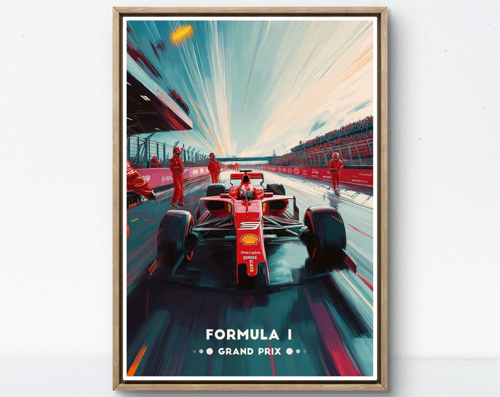 Formula 1 Grand Prix Poster – Stunning Ferrari Pit Stop Scene With High ...