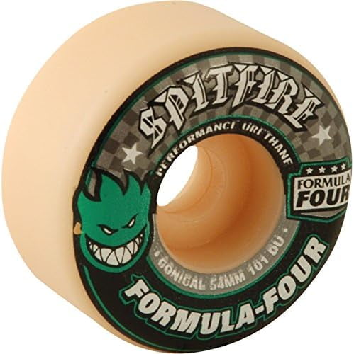 Formula 4 101a Conical 54mm White W/Green & Black Skateboard Wheels ...