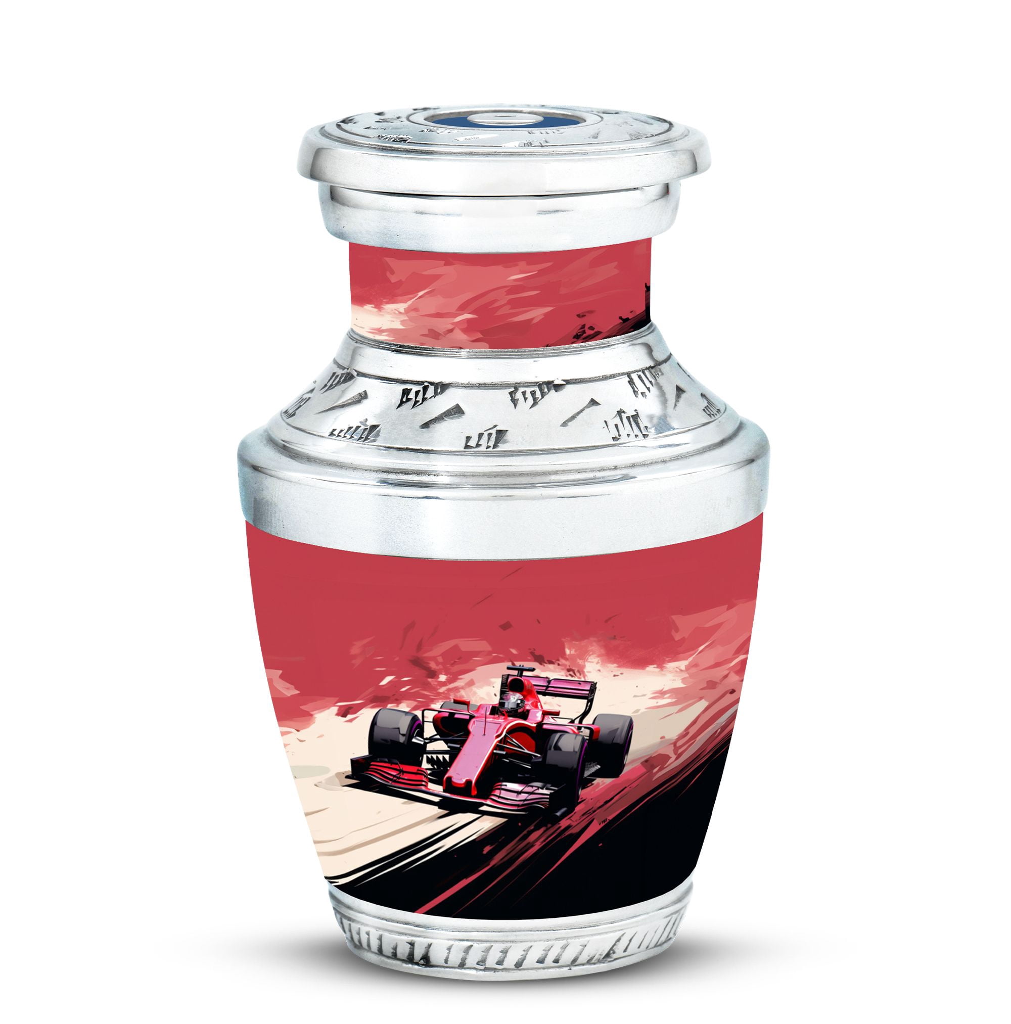 Formula Car in High-Speed Motion Tiny Decorative Urn for Keepsake Ashes ...