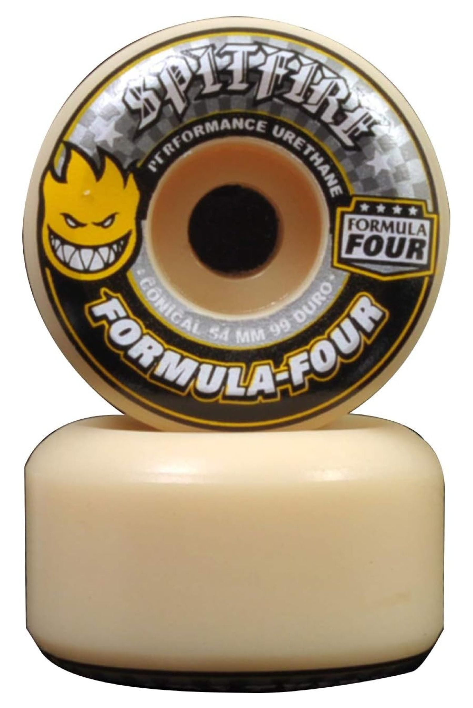 Formula Four White/Yellow Conical 99D Skateboard Wheels - Set of 4 ...