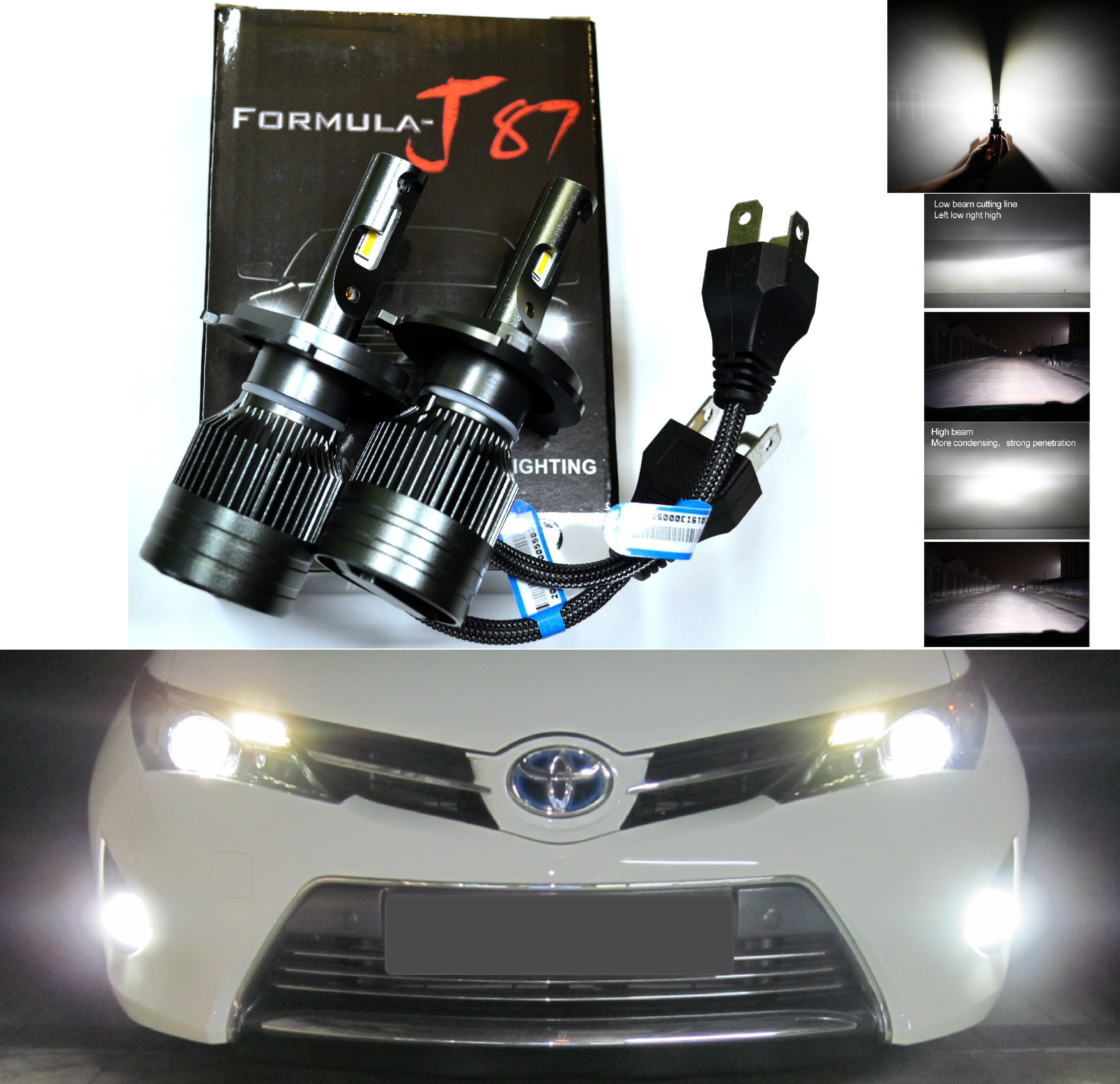 Formula-J87 LED Kit G8 100W 9003 HB2 H4 5000K Warm White Two Bulbs Head ...