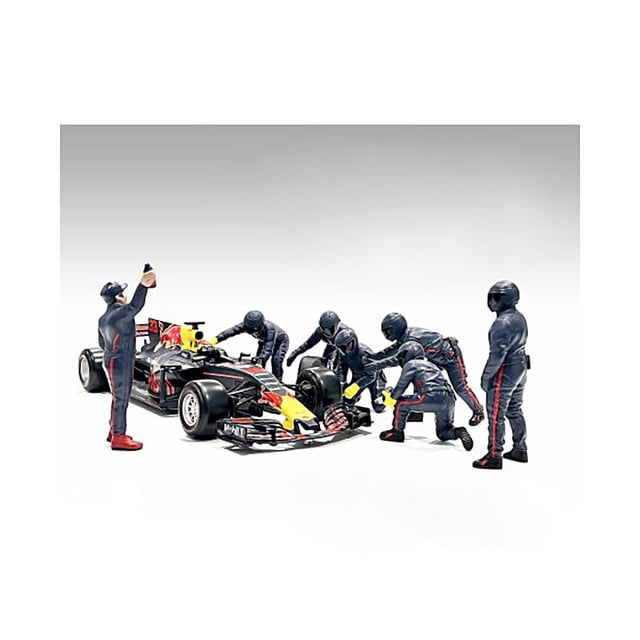 Formula One F1 Pit Crew 7 Figure Set Team Blue Release III for 1/18 ...