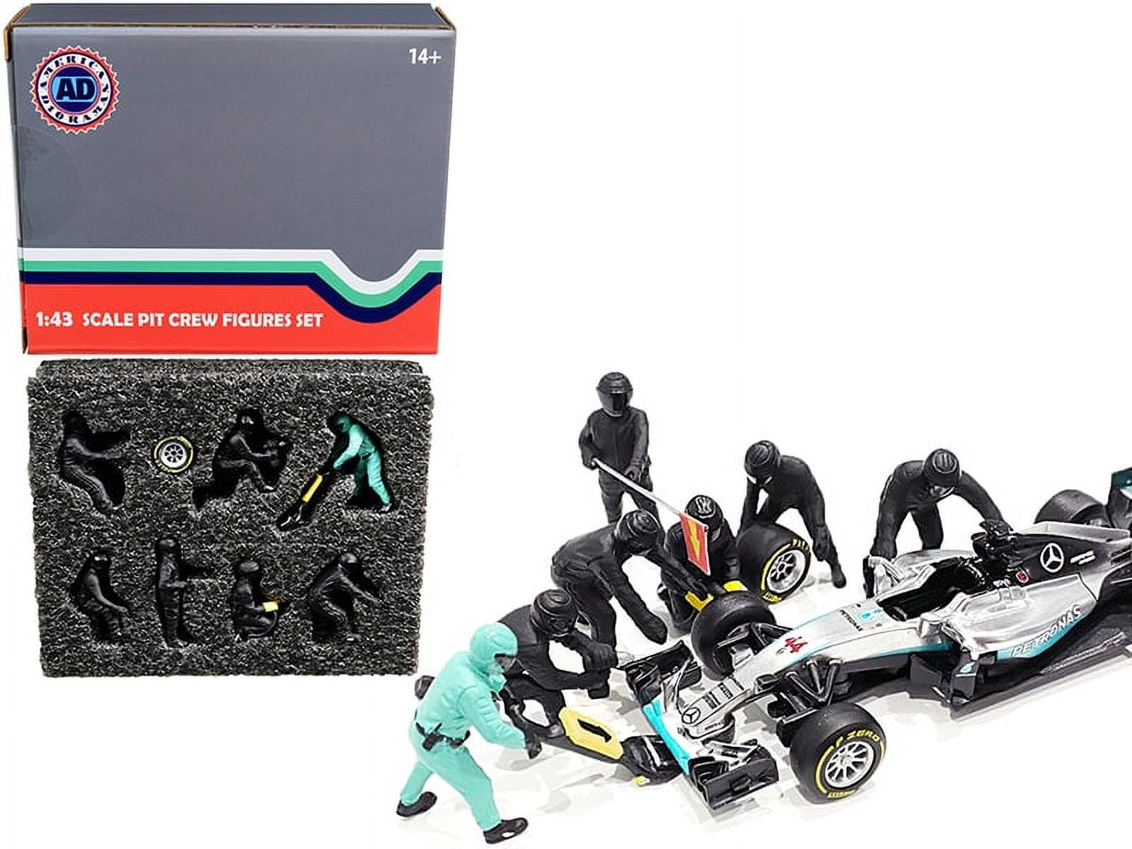 Formula One F1 Pit Crew 7 Figurine Set Team Black for 1/43 Scale Models ...