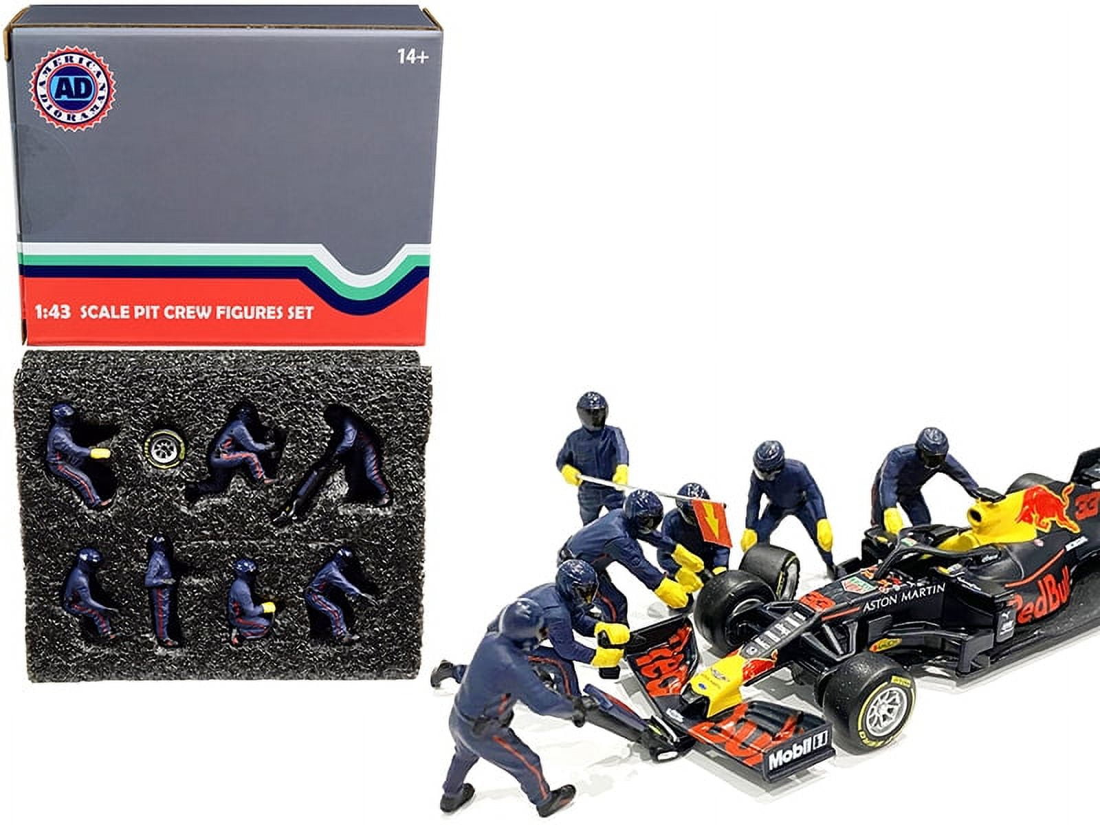 Formula One F1 Pit Crew 7 Figurine Set Team Blue for 1/43 Scale Models ...