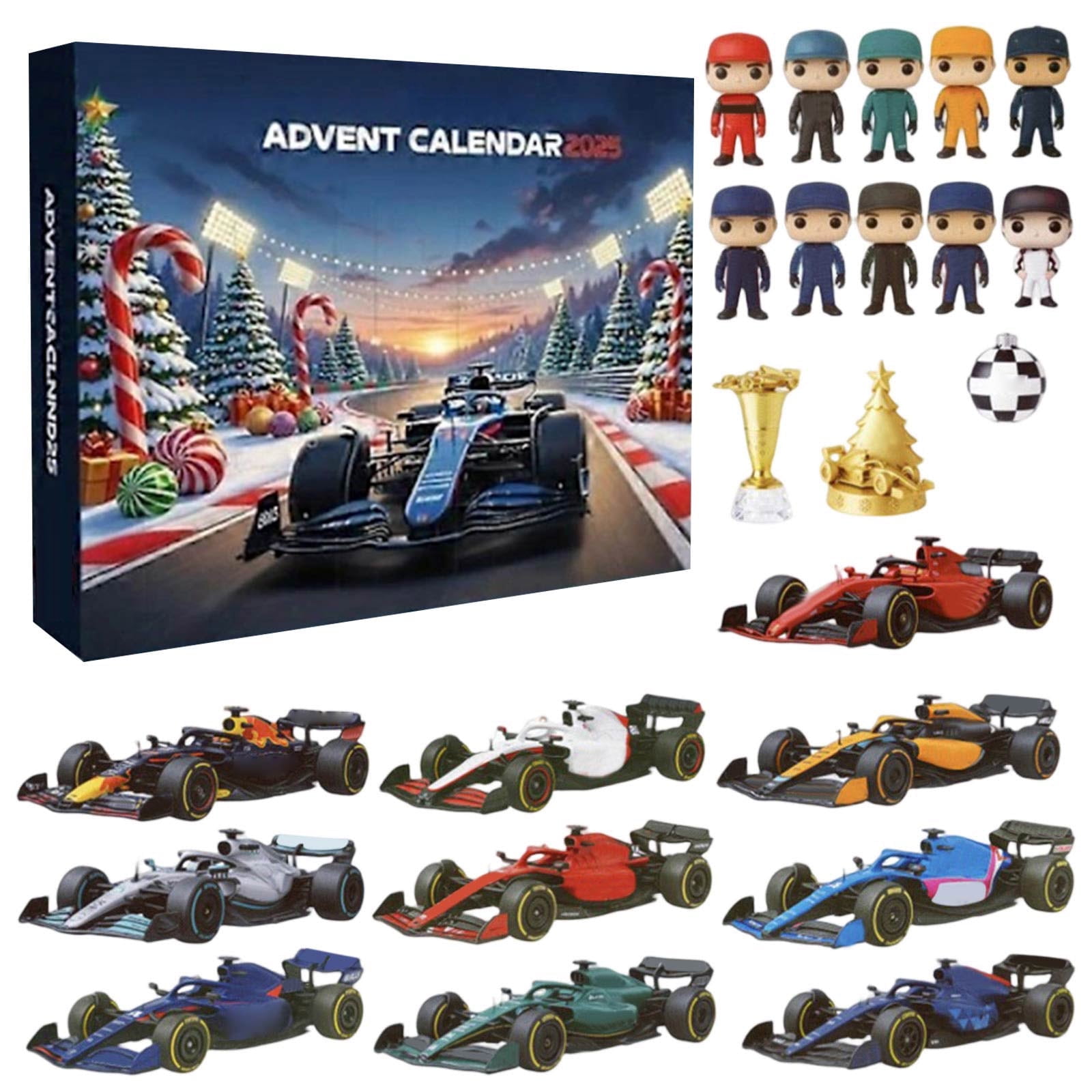 Formula Racing Advent Calendar 2025,24 Die-cast Grand Prix Cars with Driver Figures,Racing ...