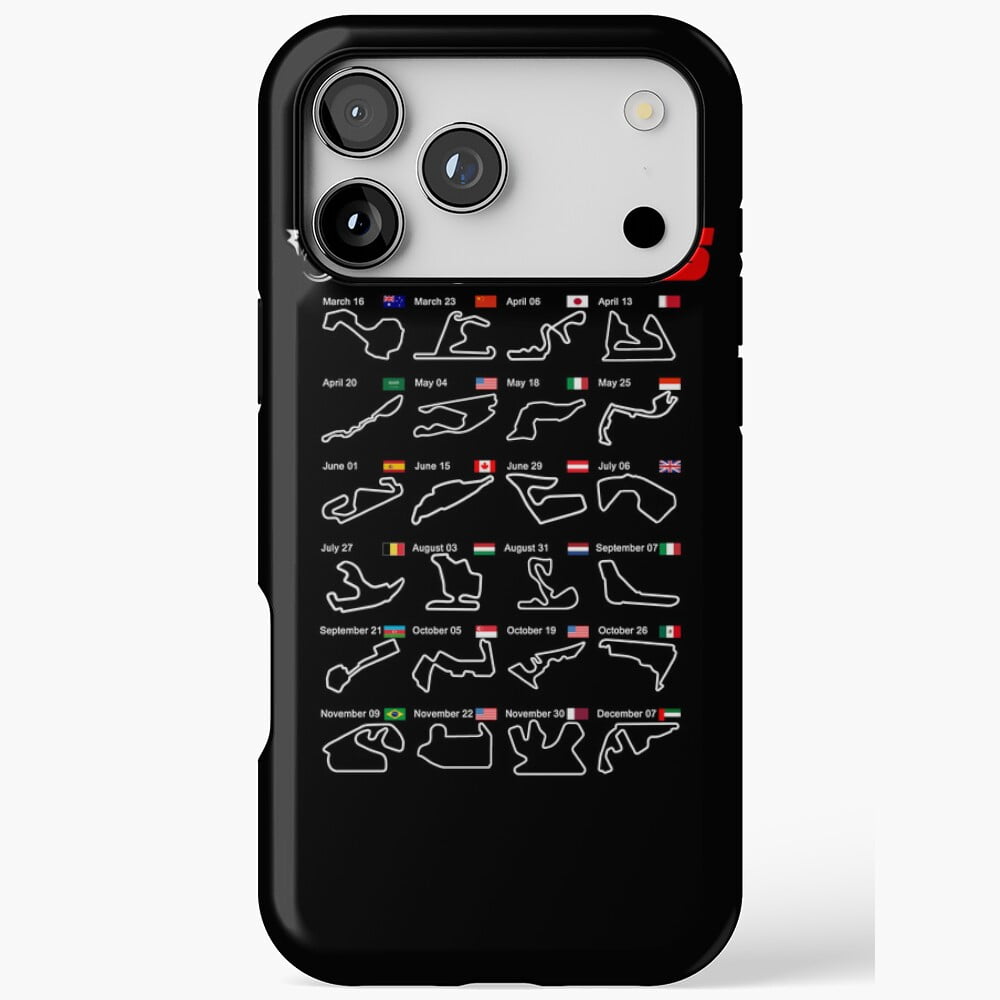 Formula circuits 2025 calendar design iPhone Case 17 16 15 14 13 12 11 ...