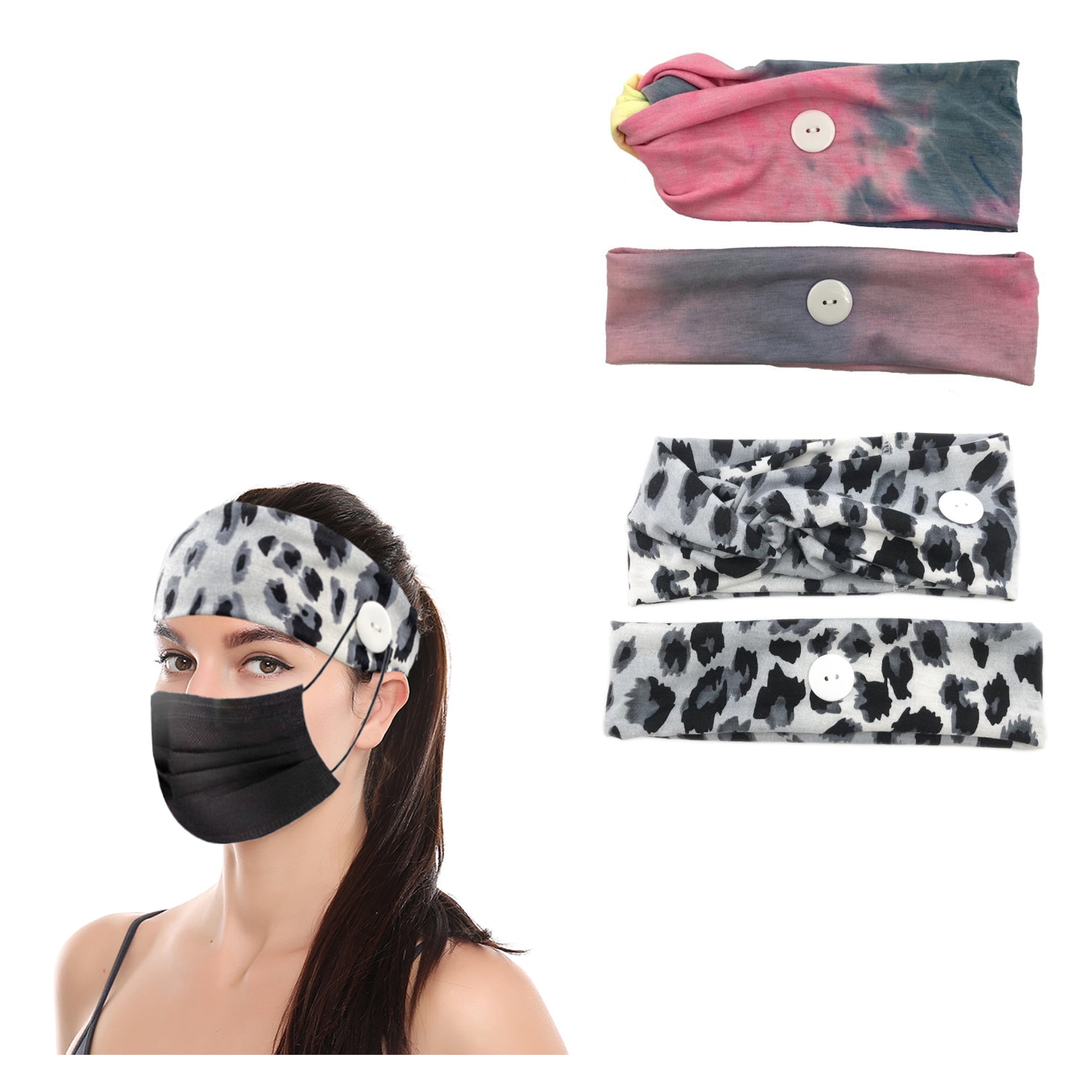 FormulaMod 4PCS Headbands with Buttons for Face Masks Includes 2 ...