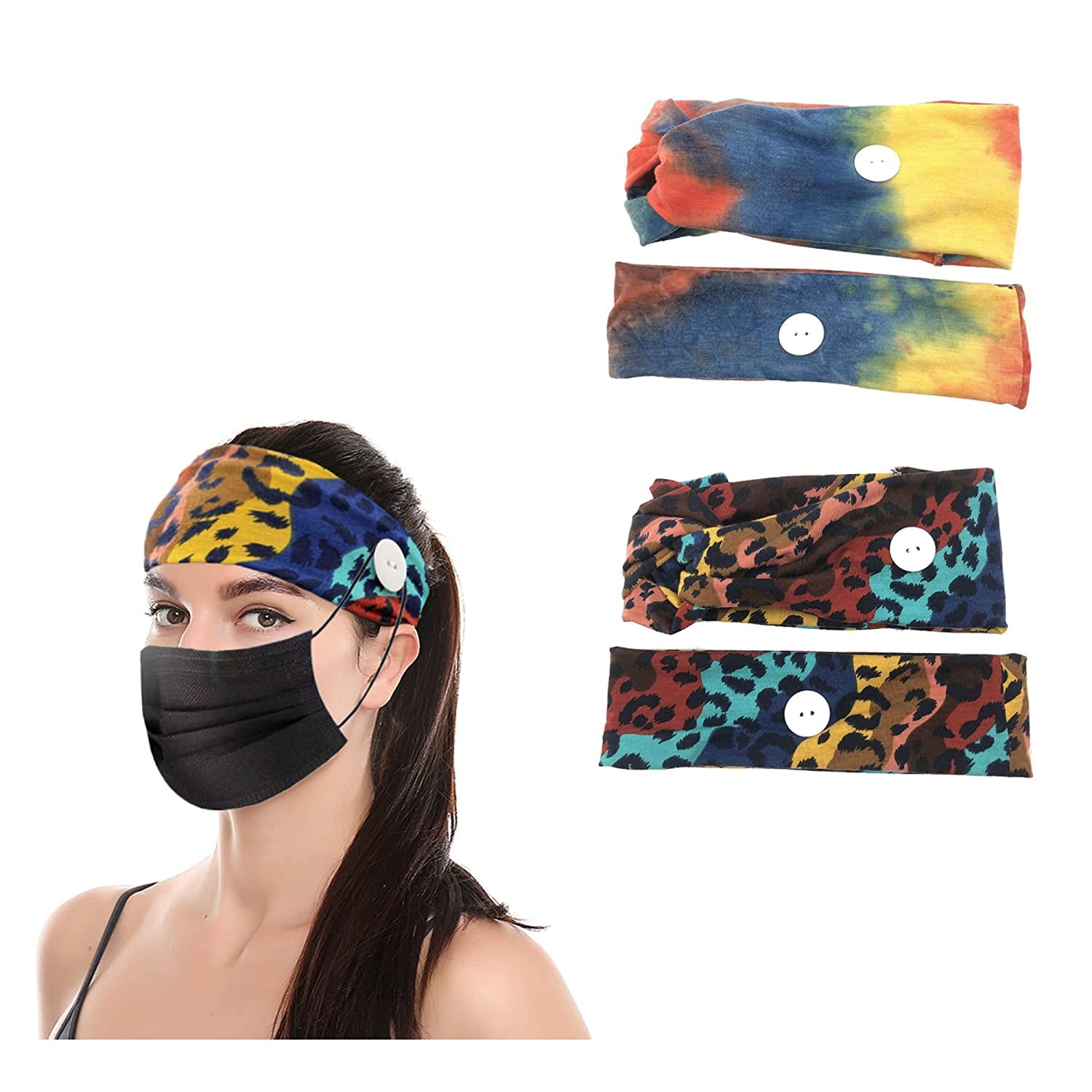 FormulaMod 4pcs Headbands with Buttons for Face Masks includes 2 ...