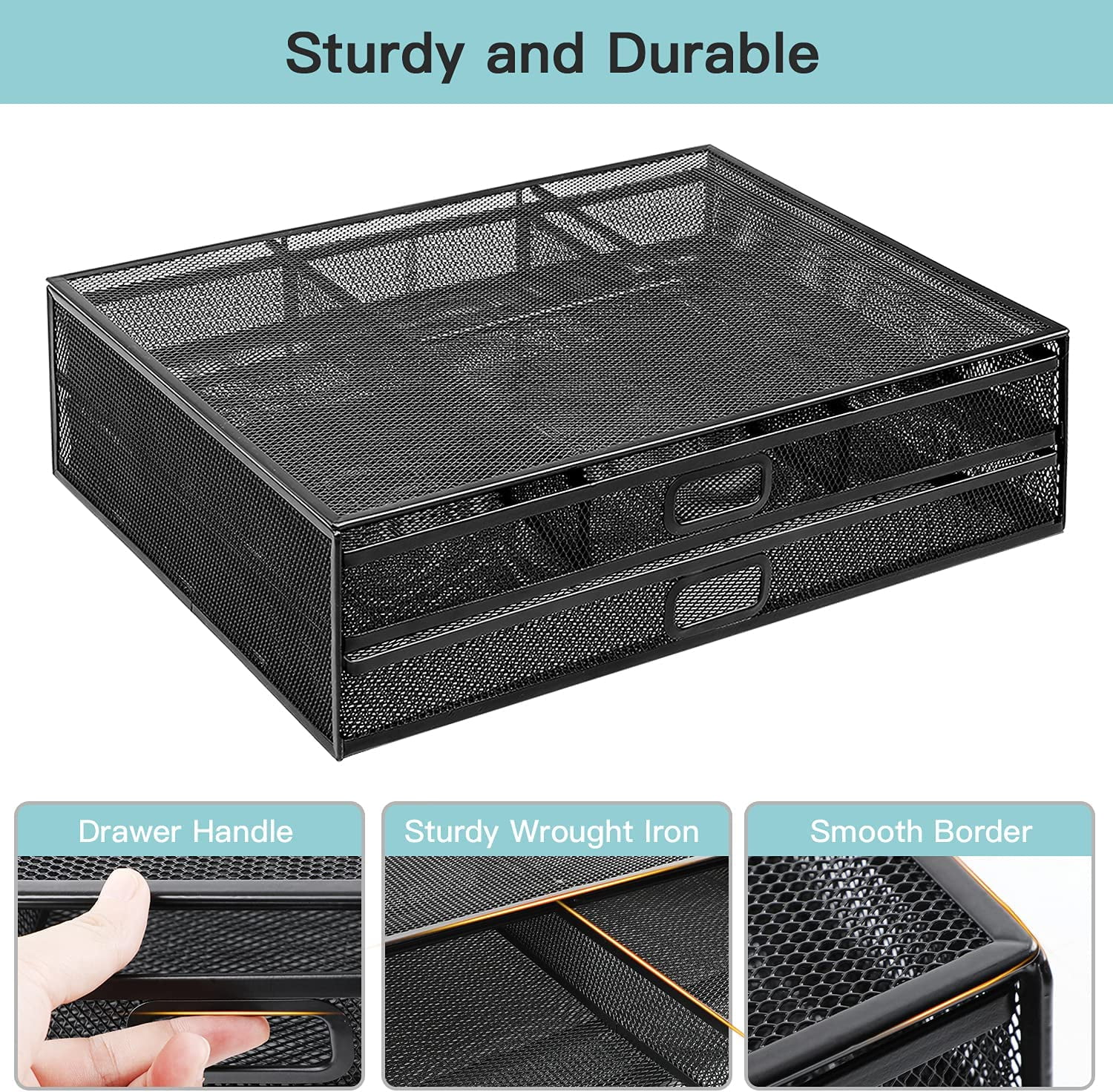 Formwell Monitor Stand Riser with Drawer - Mesh Metal Desk Organizer ...