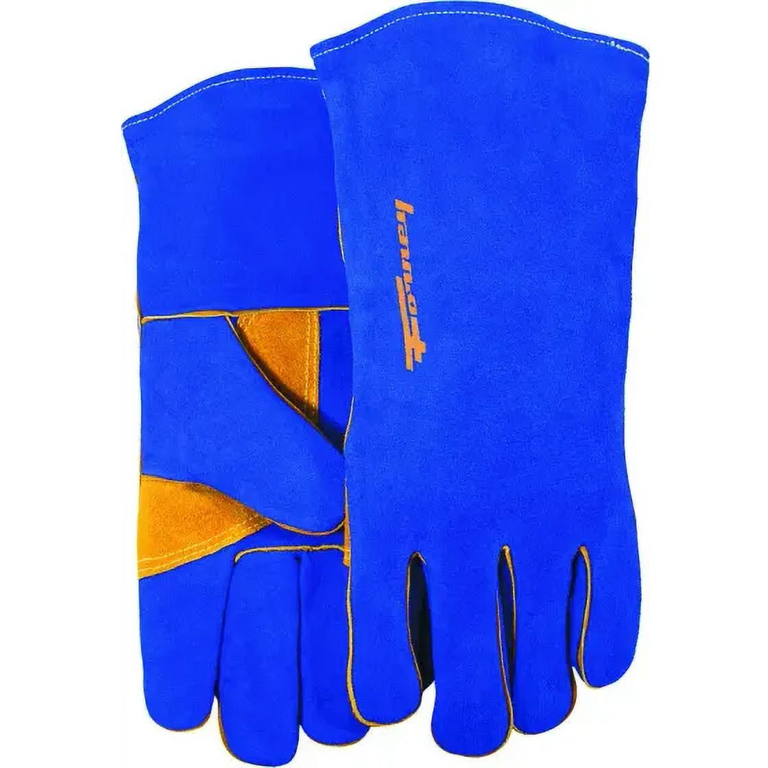 Forney 53423 Welding Gloves Men's XL Gauntlet Cuff Leather Palm Blue ...