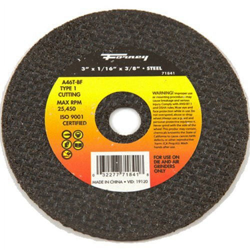 Forney 71841 Cut-Off Wheel with 3/8-Inch Arbor, Metal Type 1, A46T-BF ...
