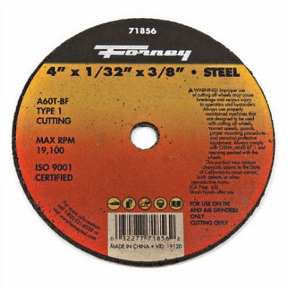 Forney Cut-Off Wheel Type 1 - Metal, 3/8-Inch Arbor - 4-Inch - Walmart ...
