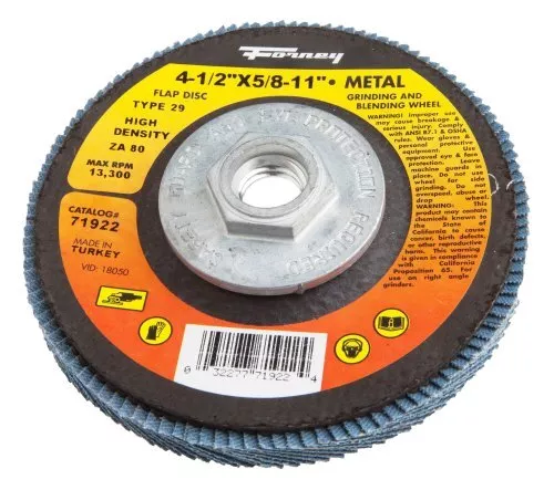 Forney 71922 Flap Disc, Type 29 5/8-Inch-11 Threaded Arbor, 80-Grit, 4 ...