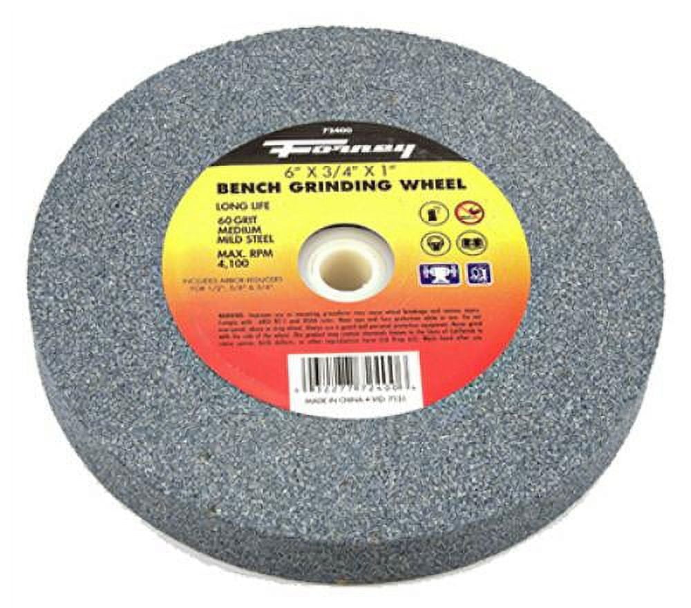Forney 72400 Bench Grinding Wheel, Medium 60 Grit, 6" x 3/4" x 1" Arbor ...
