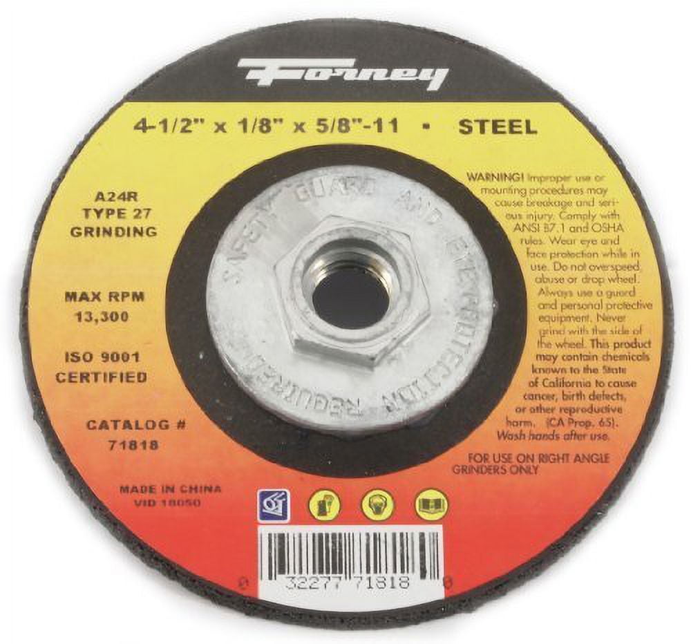 Forney Cutting/Grinding Wheel 4.5 " 13300 Rpm Max. 13300 Rpm 4.5 ...