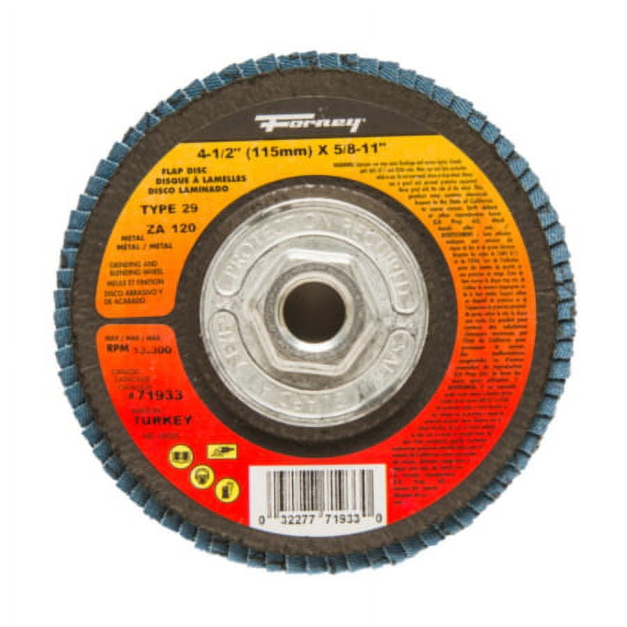 Forney Flap Disc - Blue Zirconia - 120 Grit Type 29 - Depressed Center ...