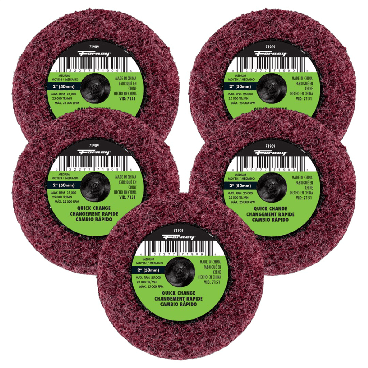 Forney Industries Quick Change Surface Prep Pad, Medium Grit, 2 in (5 ...