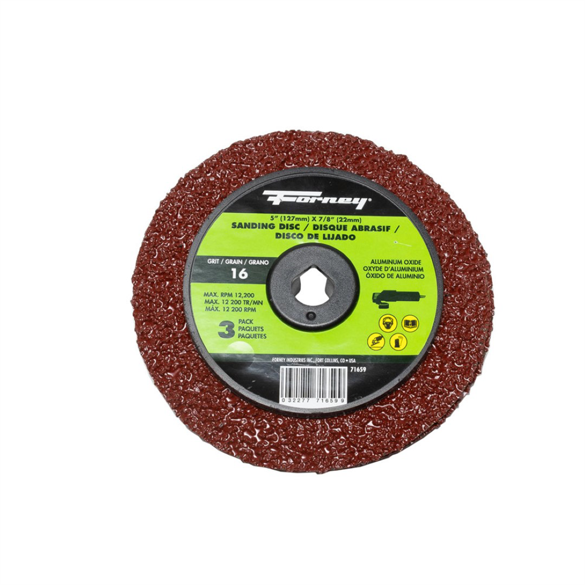 Forney Industries Resin Fibre Sanding Disc, Aluminum Oxide, 5 in x 7/8 ...