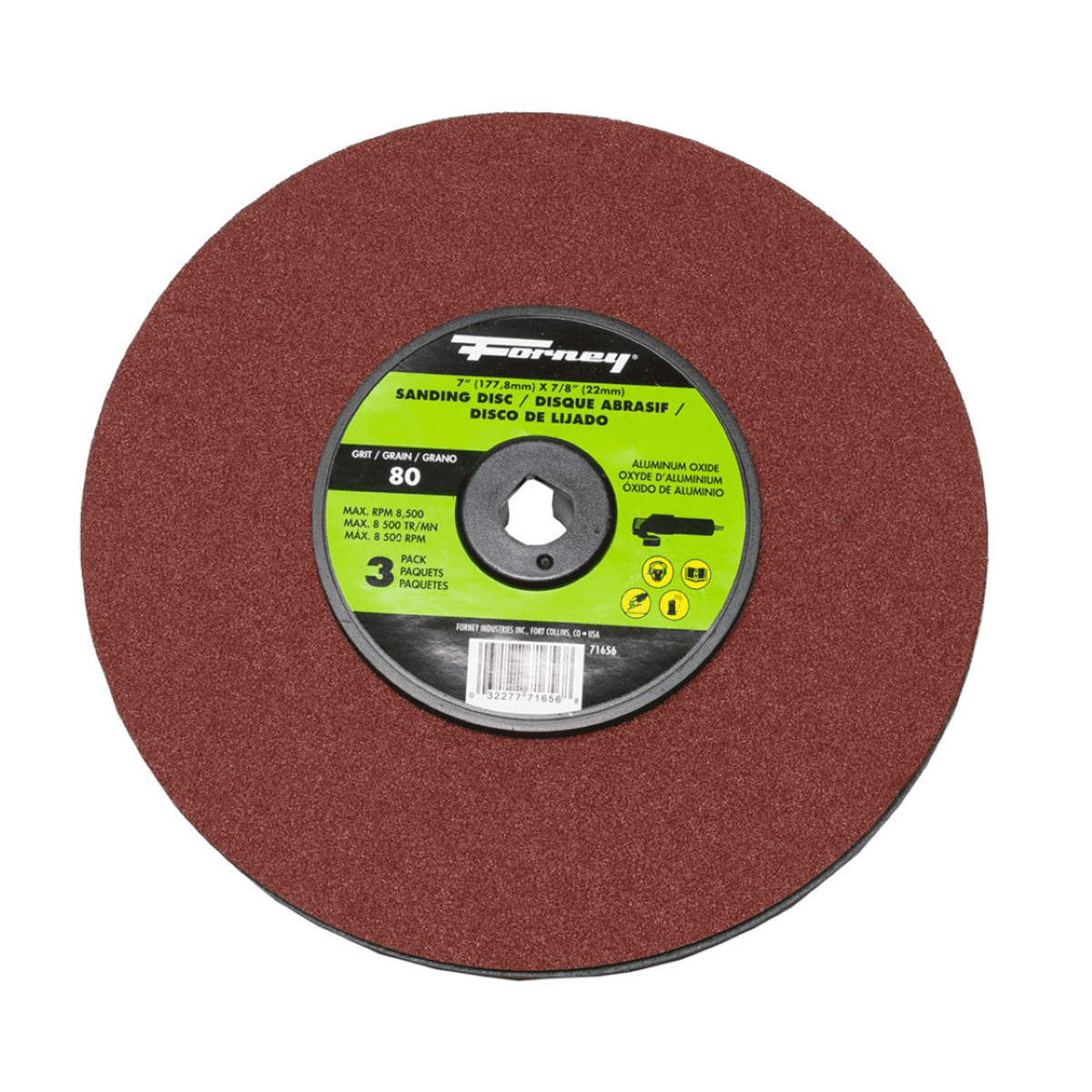 Forney Industries Resin Fibre Sanding Disc, Aluminum Oxide, 7 in x 7/8 ...