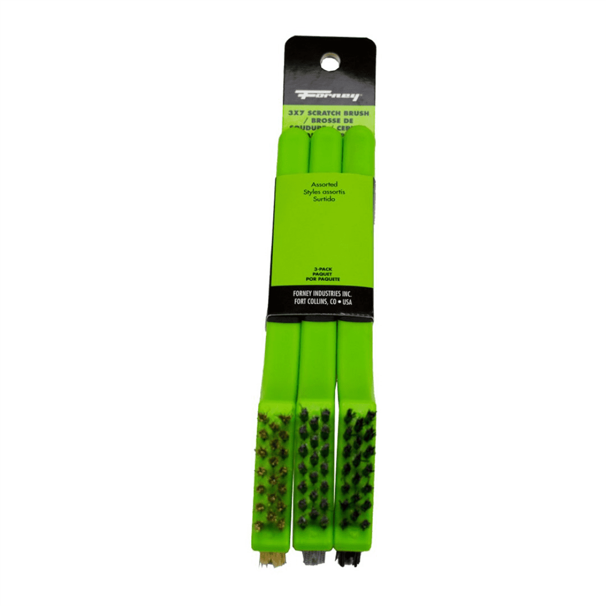 Forney Industries Scratch Brush with Plastic Handle, Combo 3-Pack ...