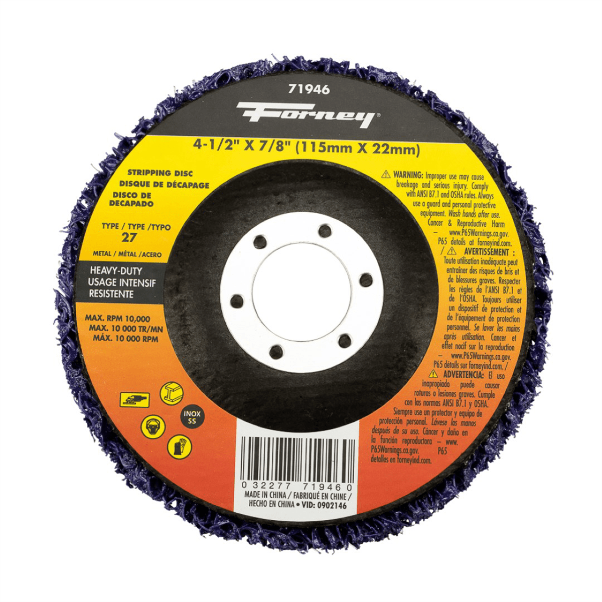 Forney Industries Strip and Finish Disc, Heavy-Duty, 4-1/2 in x 7/8 in ...