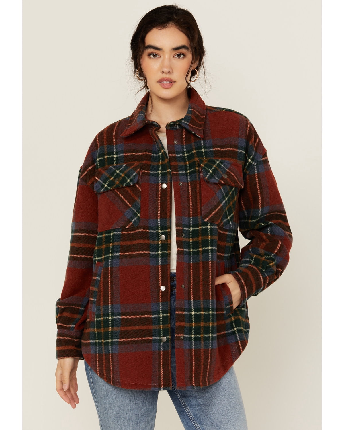 Fornia Women's Plaid Print Shacket - SHKT-TRT-RUS Medium US - Walmart.com