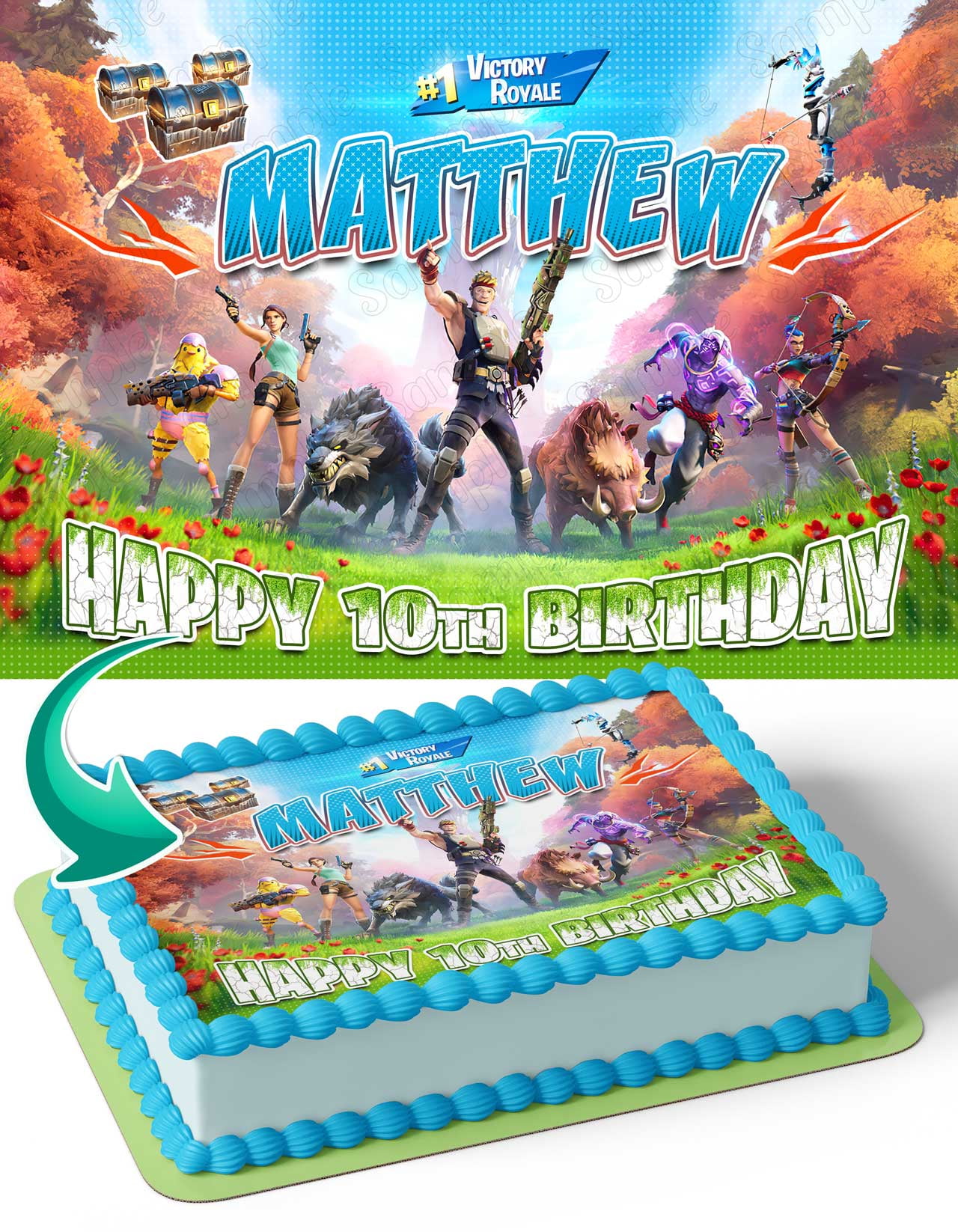 Fornite Chapter 2 Season 6 Primal Edible Image Cake Topper Personalized ...