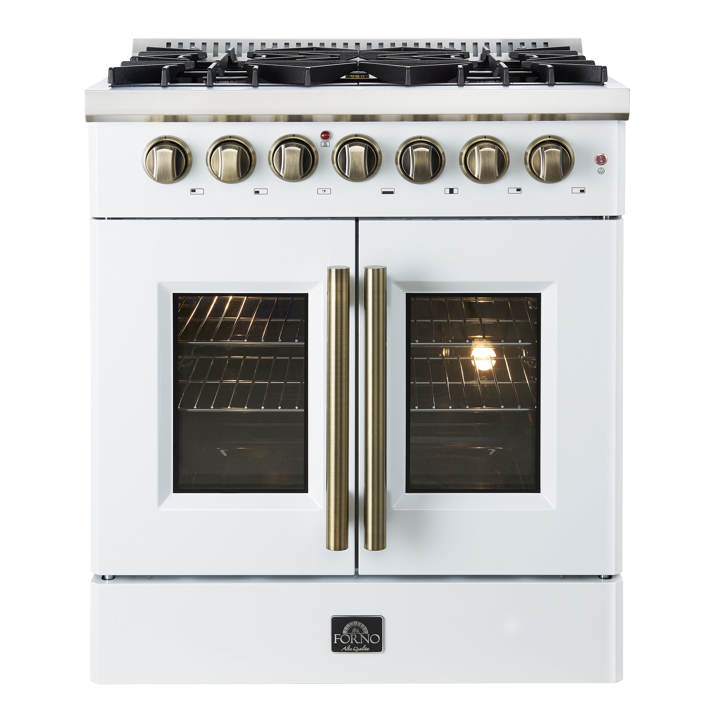 Forno Galiano 30-inch Freestanding French Door Dual Fuel Range White ...