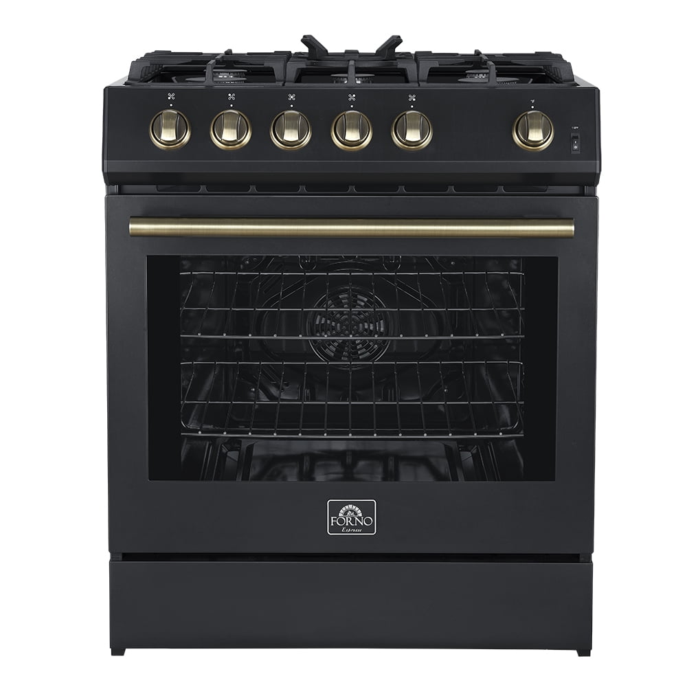 Forno Leonardo Espresso 30-Inch Black Gas Range, 5 Burners, 39,500 BTU ...