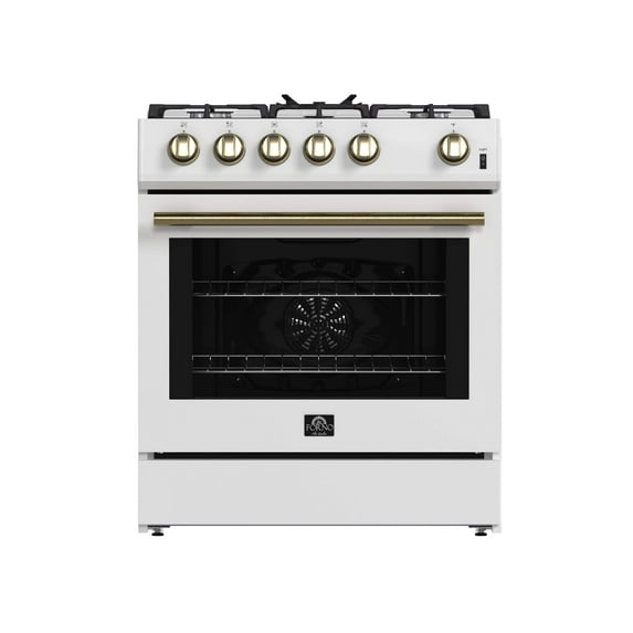 Forno Leonardo Espresso 30-Inch White Gas Range, 5 Burners, 39,500 BTU ...