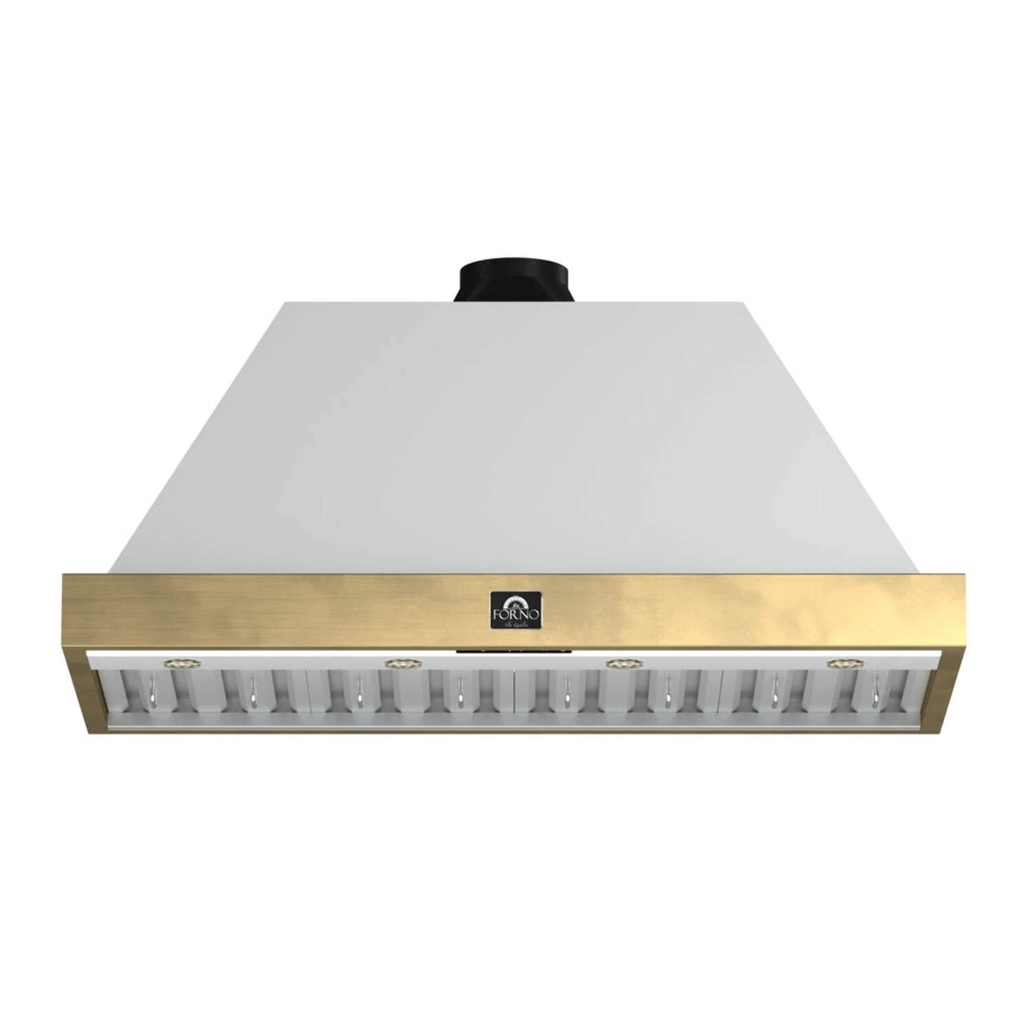 Forno Vittorio 48-Inch Wall Mount Range Hood, White with Antique Brass ...