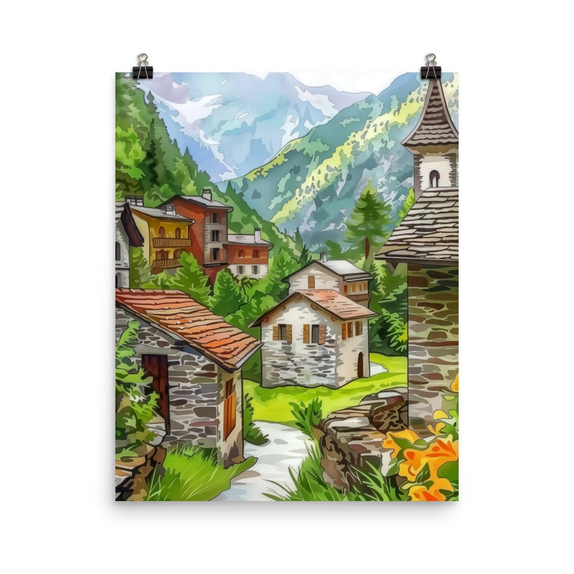 Foroglio Switzerland Print, Swiss Alps Village Wall Art, Ticino ...