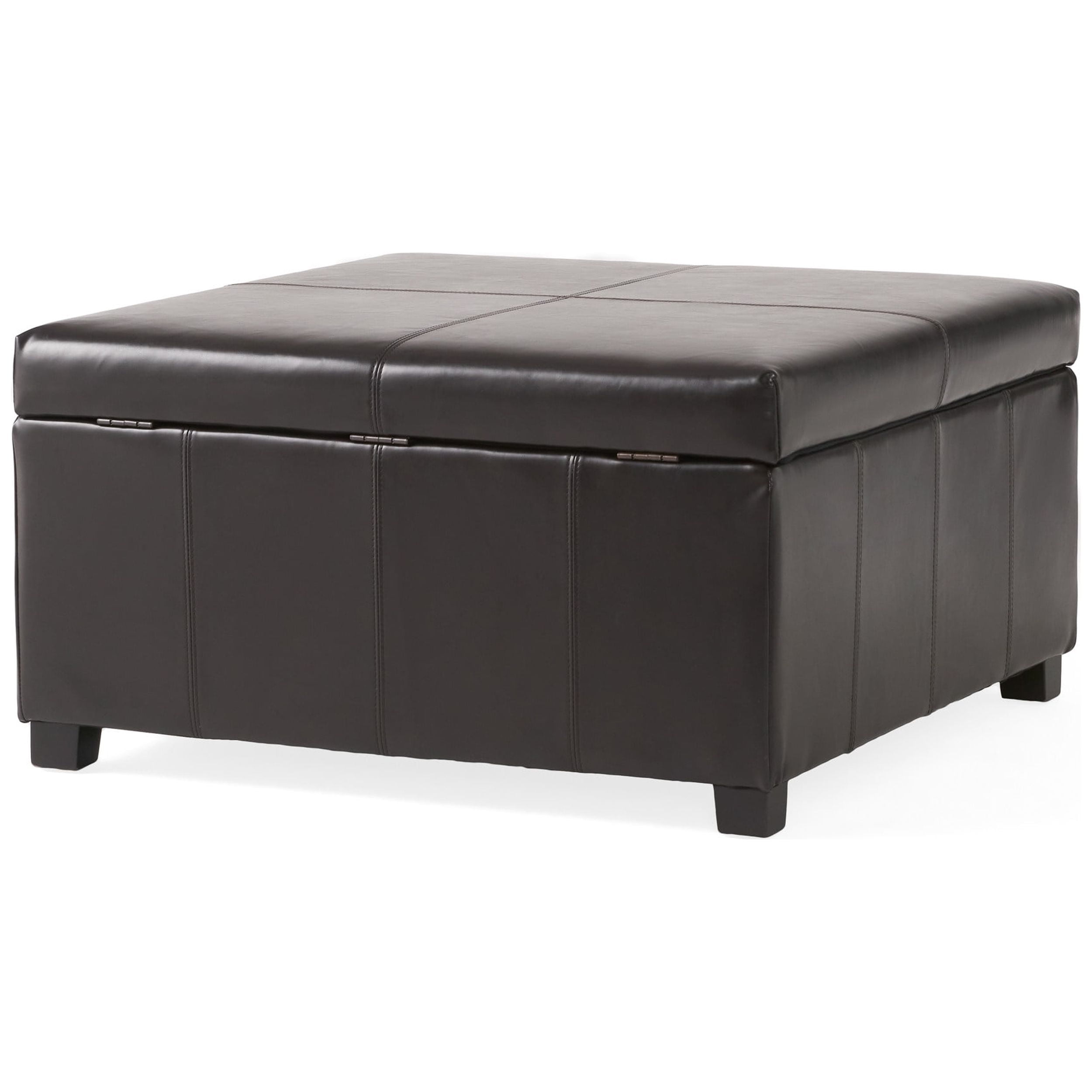 Forrester Espresso Bonded Leather Square Storage Ottoman - Walmart.com