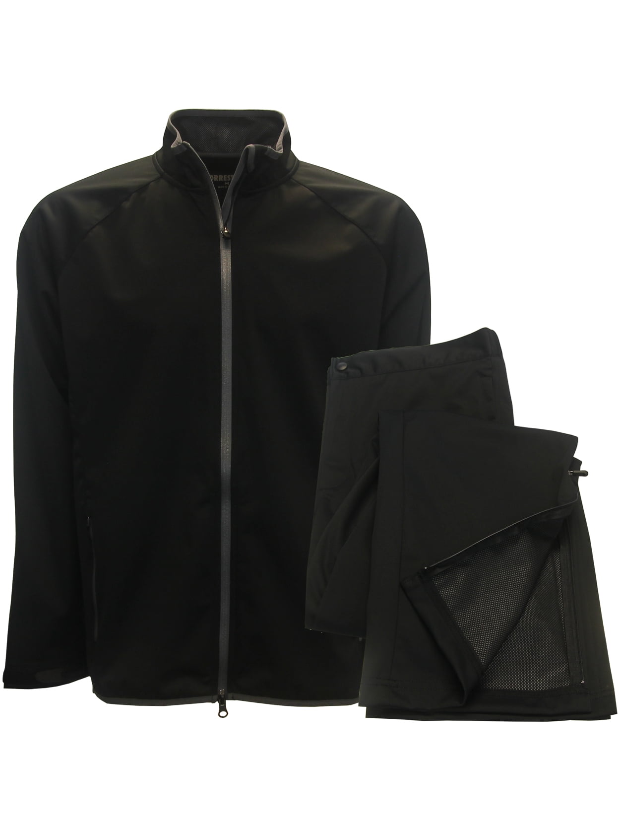 Forrester Men's 3-Layer Waterproof Golf Rain Suit, Large Black Jacket ...