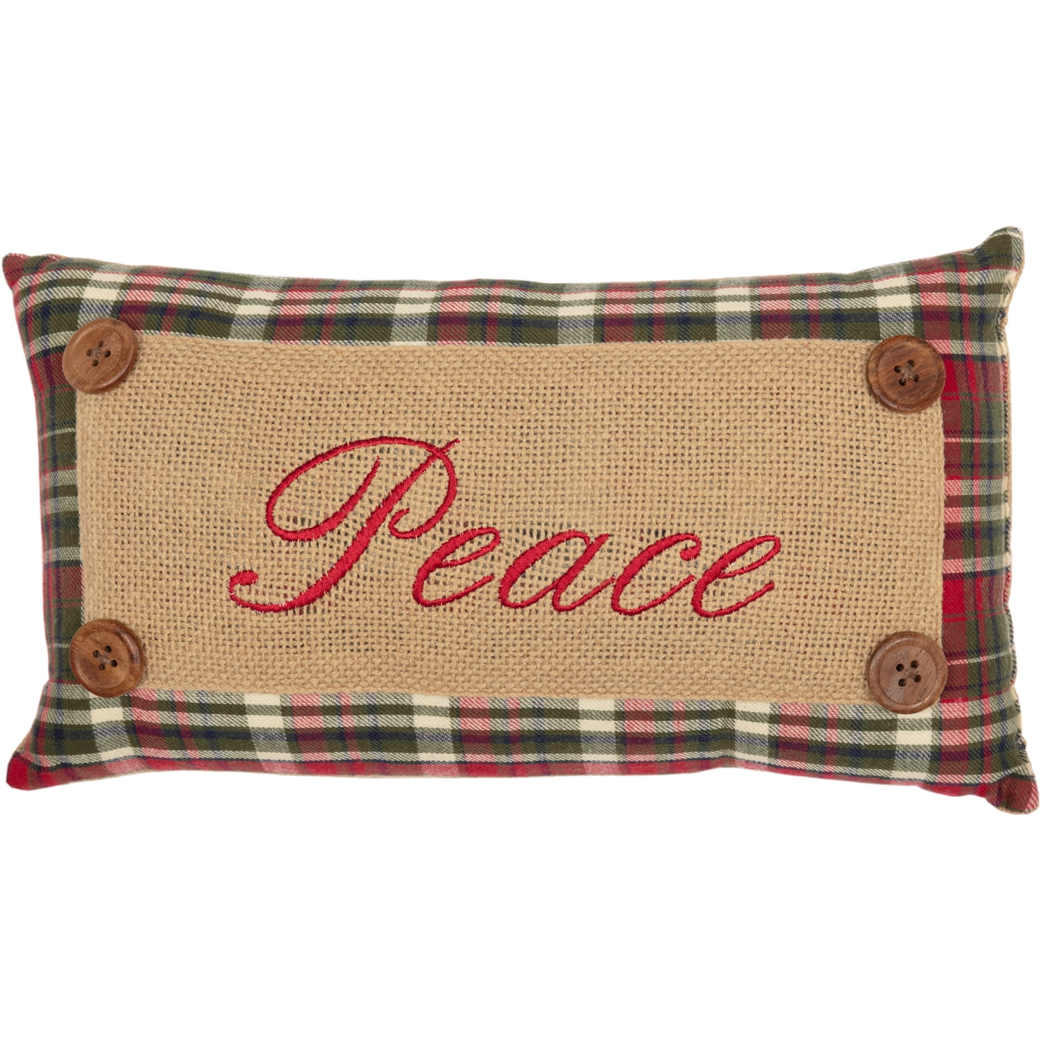 Forreston Peace Pillow Green Plaid Border 7x13 - Walmart.com