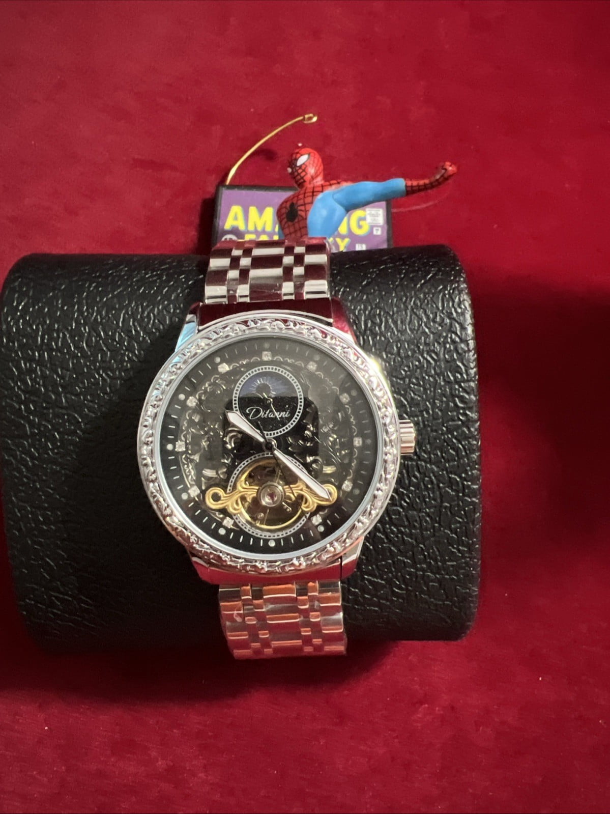 Forsining Skeleton Tourbillon Mechanical Moon Dial Mens Watch ...
