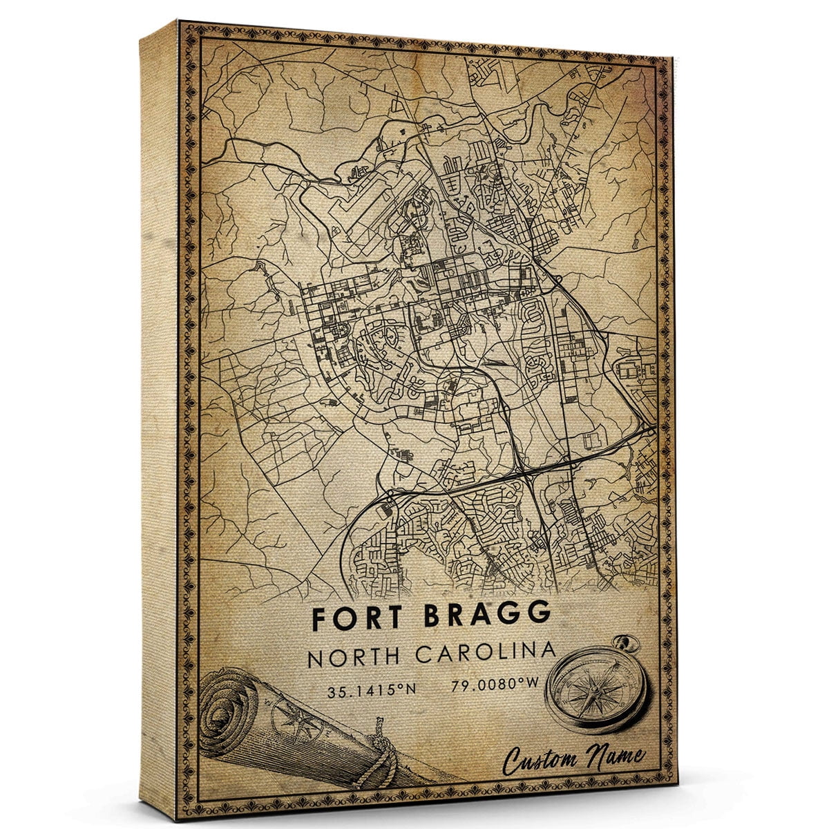 Fort Bragg Map Poster, North Carolina Map Art Poster, Canvas, Fort ...