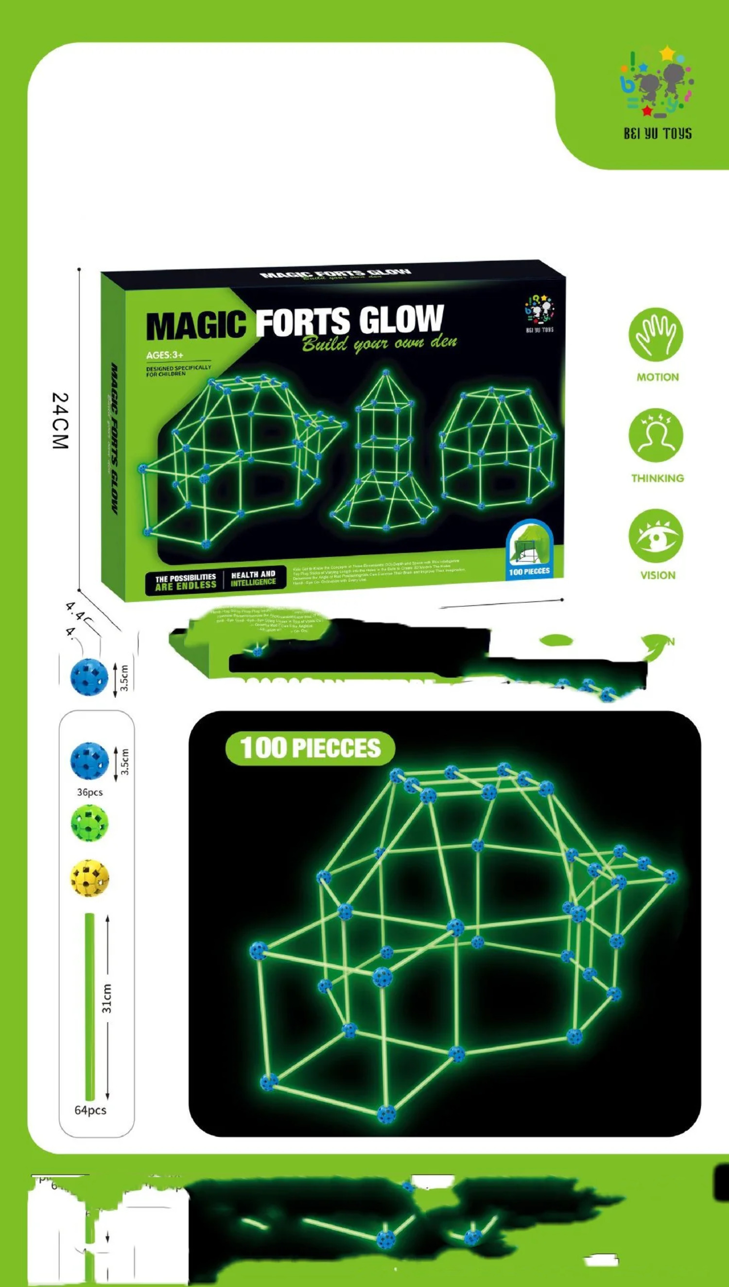 Fort Building Kit Construction Blocks Set Kids Toy Tents Fortress ...
