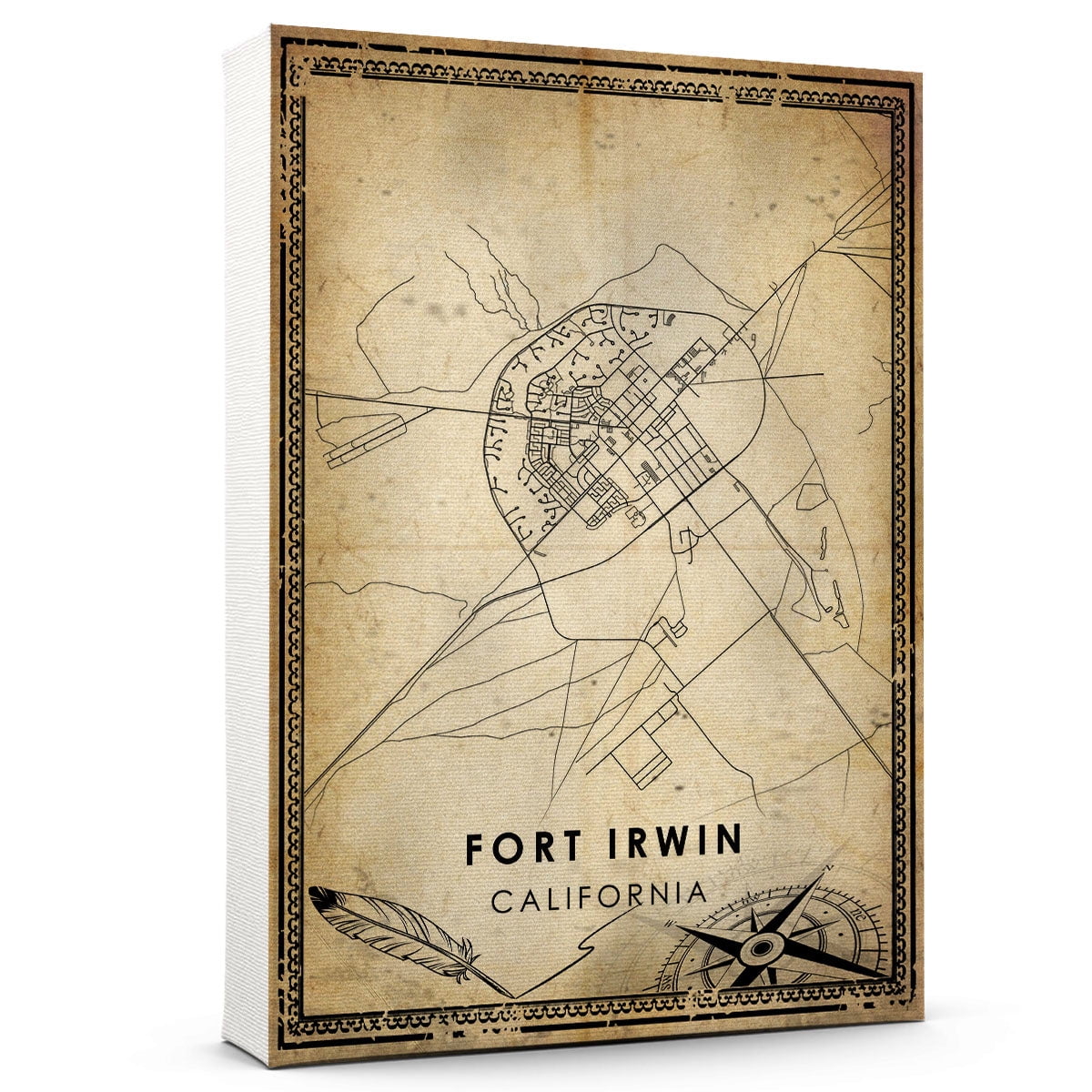 Fort Irwin Vintage Map Prints Canvas, California Map Art Canvas, Canvas ...