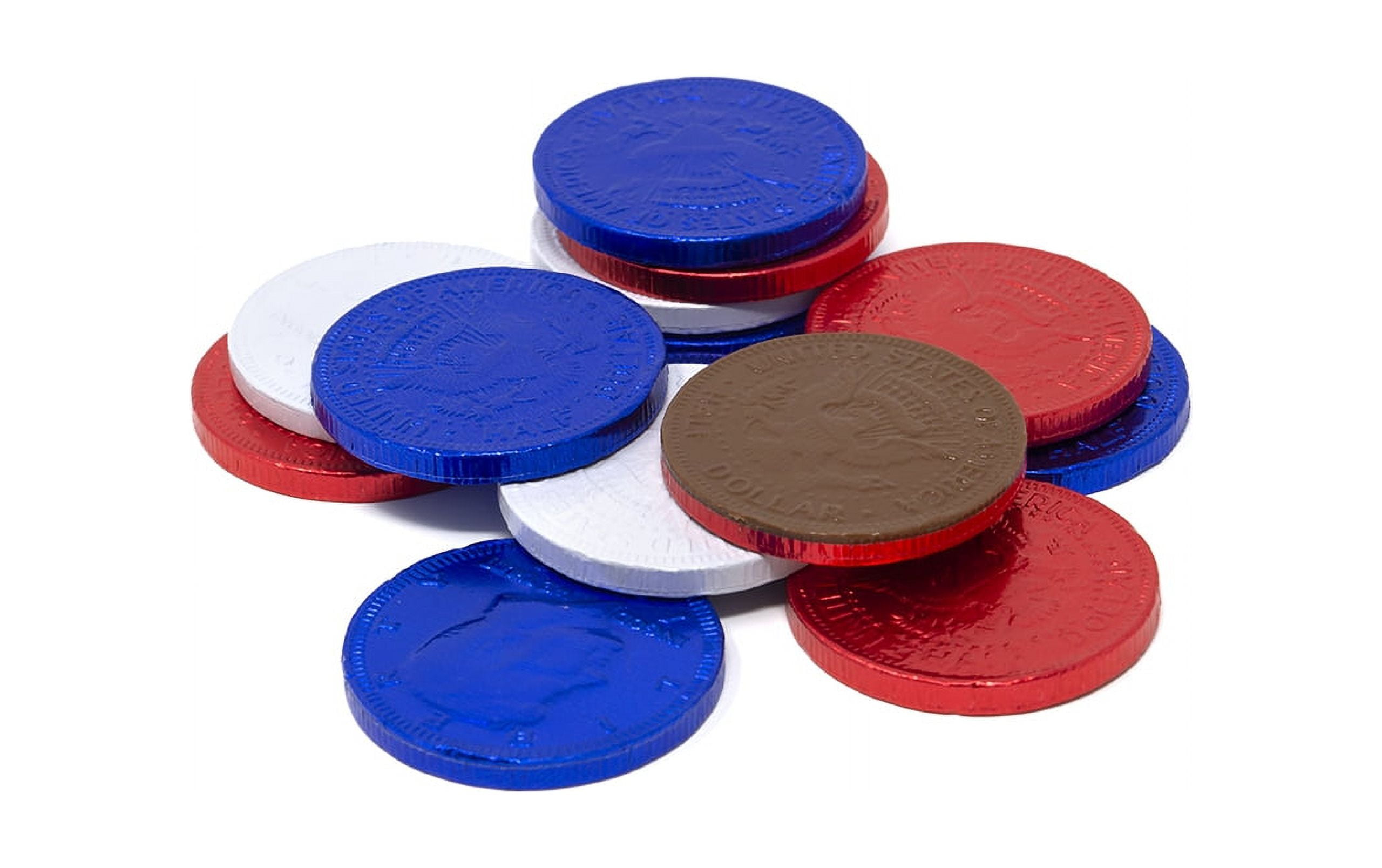 Fort Knox Milk Chocolate 1.5-inch Coins Red, White, and Blue Foil, 1 lb ...