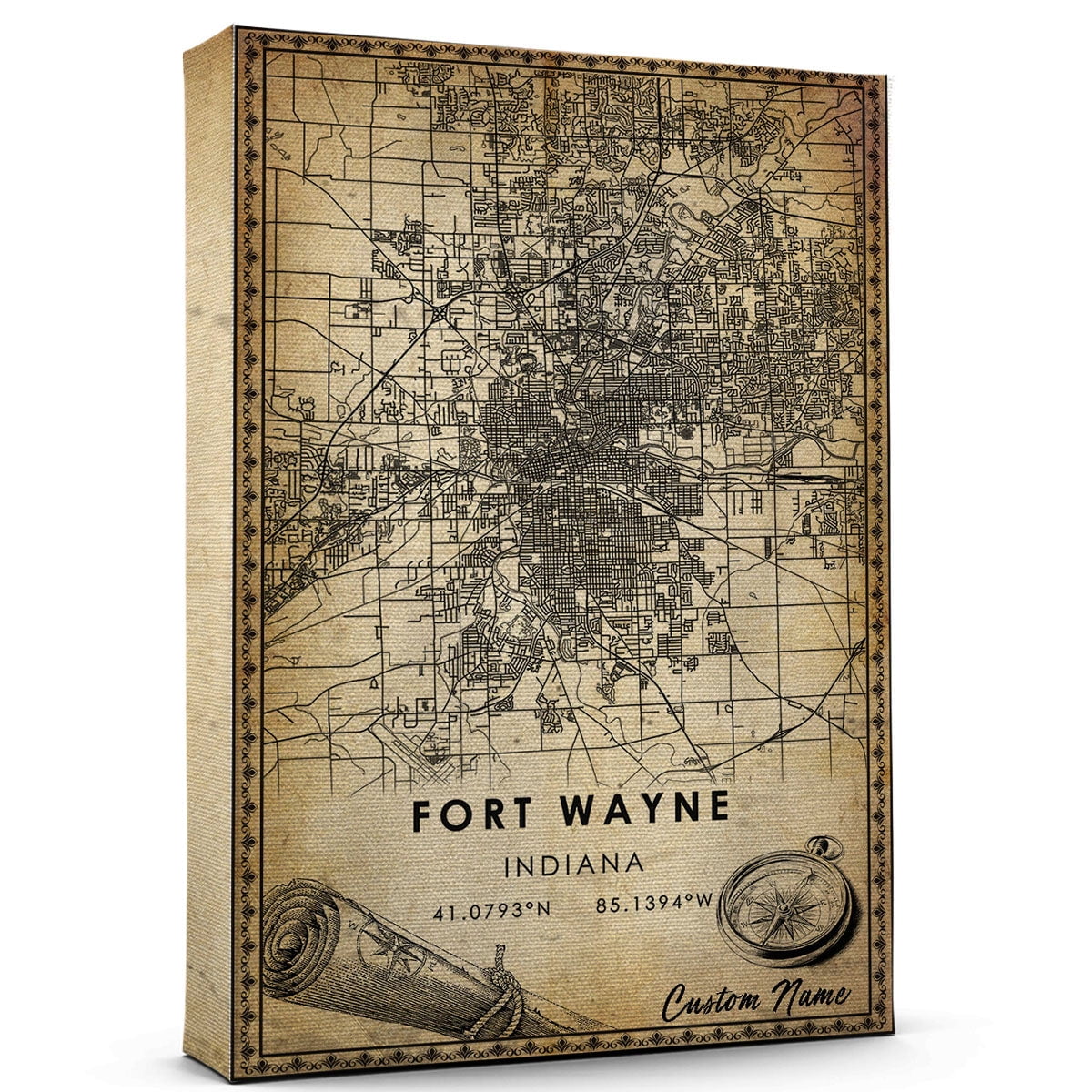 Fort Wayne Map Poster, Fort Wayne Indiana Map City Art Poster, Canvas ...