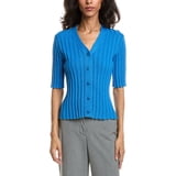 Forte womens Elbow Sleeve Rib Cardigan, XL, Blue - Walmart.com