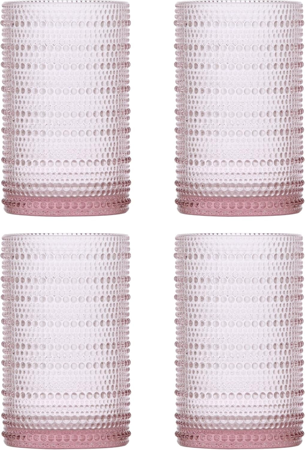 Fortessa Jupiter Beaded Hobnail Glass, 13 Ounce Iced Beverage (Set of 4 ...