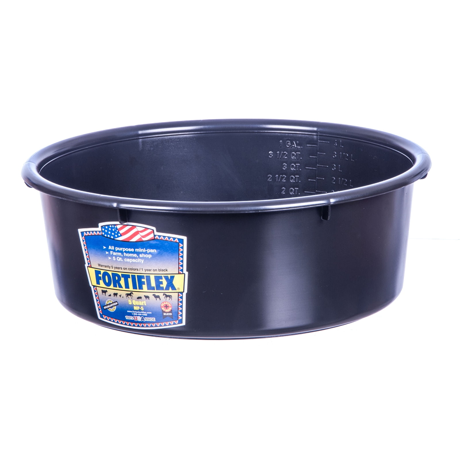 Fortiflex Mini Feed Pan for Dogs and Horses, 5-Quart, Black - Walmart.com