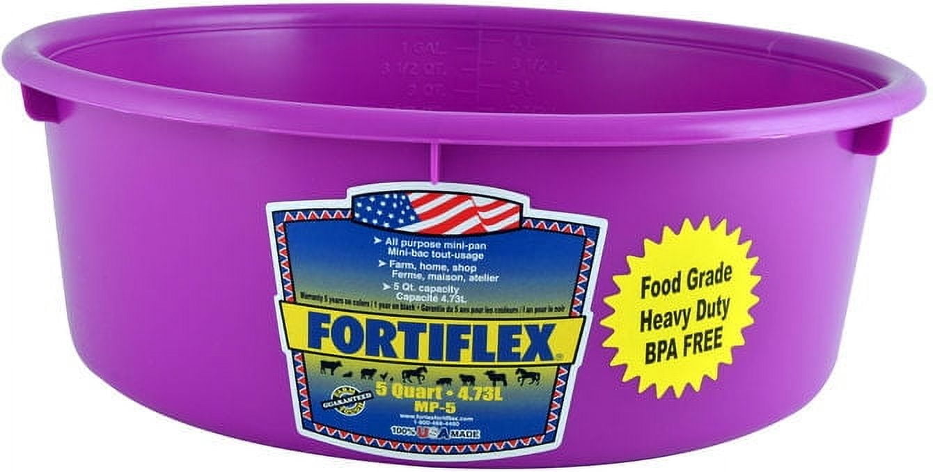 Fortiflex Mini Feed Pan for Dogs and Horses, 5-Quart, Bright Purple ...