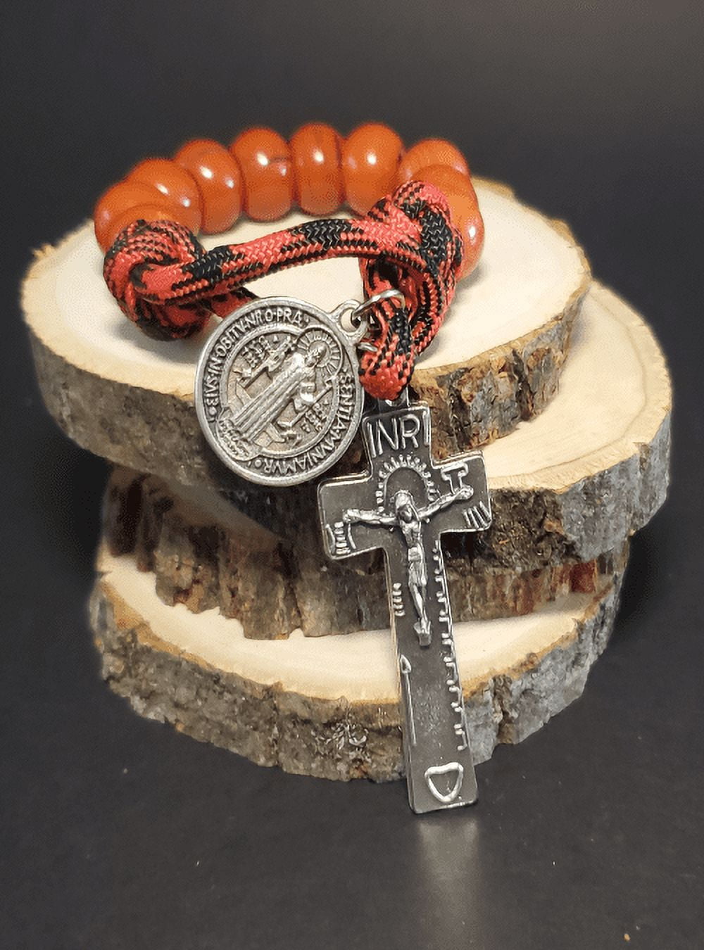 Fortis Rosaries® Spider Anti-Venom Red Agate and Black Widow Paracord ...