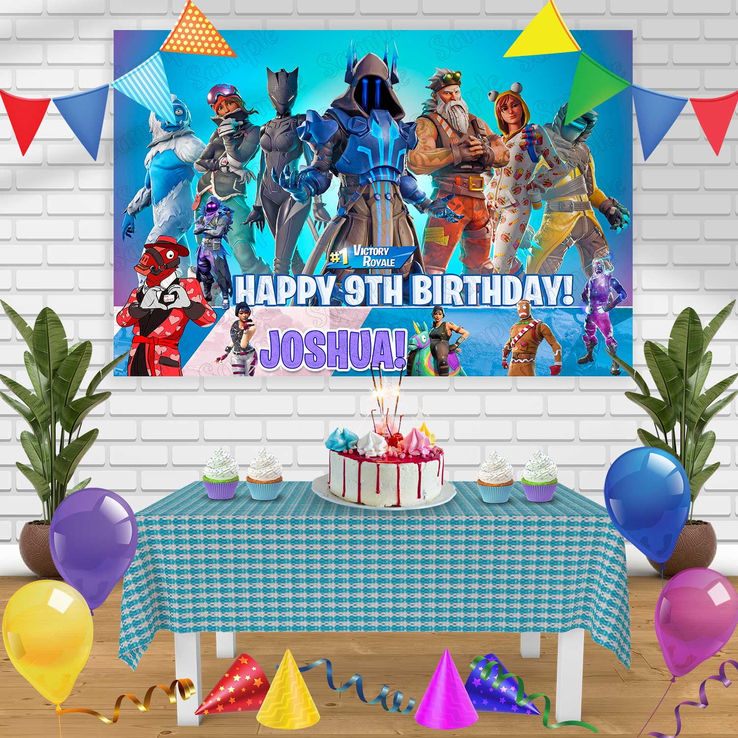 Fortnite 4 Birthday Banner Personalized Party Backdrop Decoration 60 x ...