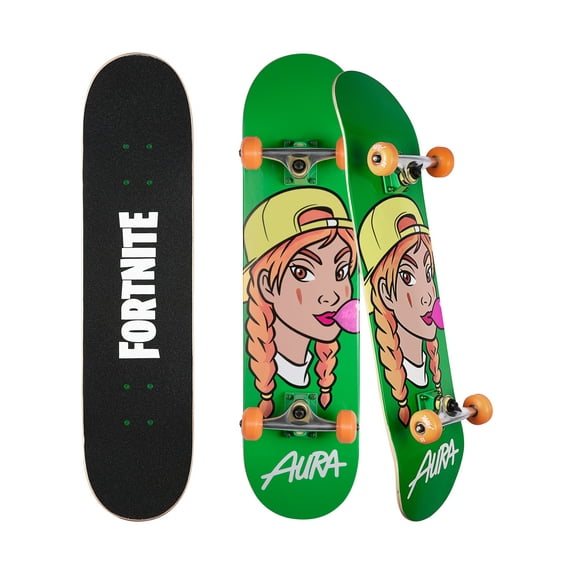 Fortnite Aura 31" Skateboard; Complete Skateboard for Teens (Bonus ...